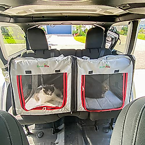 Double Pet Carrier for Cats and Dogs – Use Individually or Zip Together for Large Travel Pet Carrier – Lightweight Connect Carrier – Compact – Carry Case Included