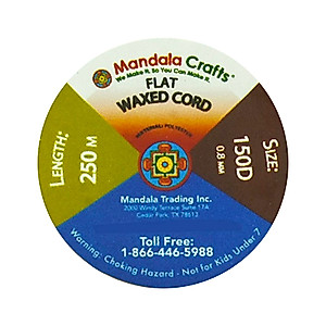 Mandala Crafts Black Flat Waxed Thread for Leather Sewing Thread - Polyester Waxed Leather Thread Waxed String - 273 Yds 150D 0.8mm Waxed Cord for Leather Stitching