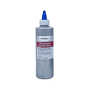 Handy Art Washable Glitter Glue 8 ounce, Silver