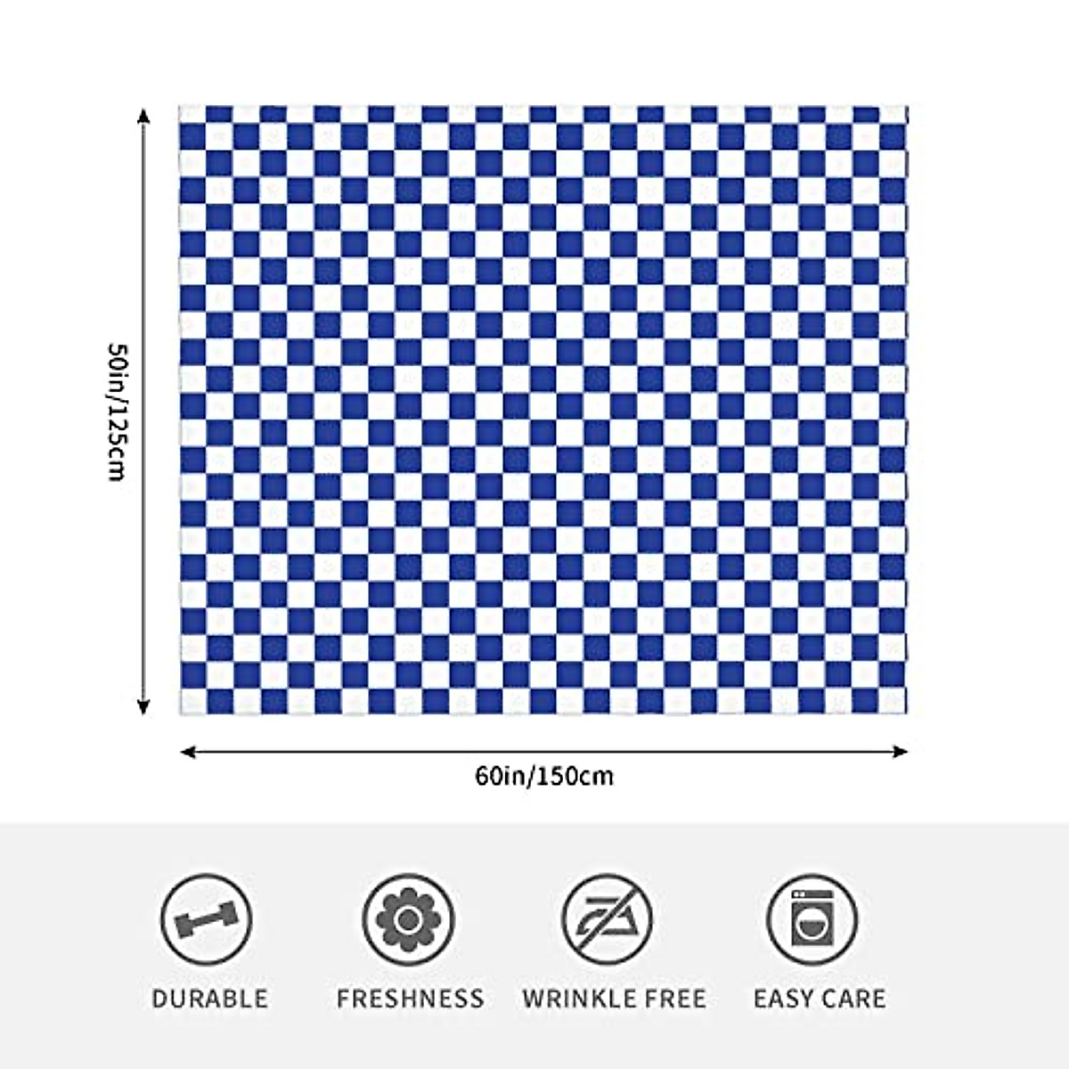 Throw Blanket Home Decor, Blue Checkered Blanket, Funny Thanksgiving Christmas Birthday Gifts, Soft Warm Lightweight Microfiber Plaid Flannel Blankets for Sofa Couch Bed Car Travel 60X50 Inch