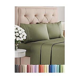 Queen Size 4 Piece Sheet Set - Comfy Breathable & Cooling Bed Sheets Set - Hotel Luxury Bedding for Women, Men, Kids & Teens - Deep Pockets, Easy-Fit, Super Soft & Wrinkle Free - Oeko-Tex - Sage Green