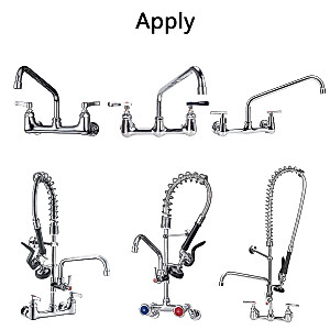 Wall Mount Faucet Installation Kit, Faucet Mounting Kit for Commercial Kitchen Faucet Backsplash Mount Connector Adapter Set on Stainless Steel Compartment Prep & Utility Sink