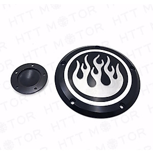 HTTMT- Road King Dyna Sportster Street Bob Black Flame Fire Derby Timer Cover Compatible with H-D FLD FLHR FLHR FLHTC FLHTCU FLSTSB FXD XL 883 Motorcycle