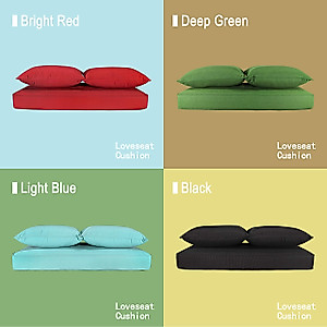 BOSSIMA Patio Furniture Cushions Comfort Deep Seat Glider Loveseat Cushion Indoor Outdoor Seating Cushions Deep Green