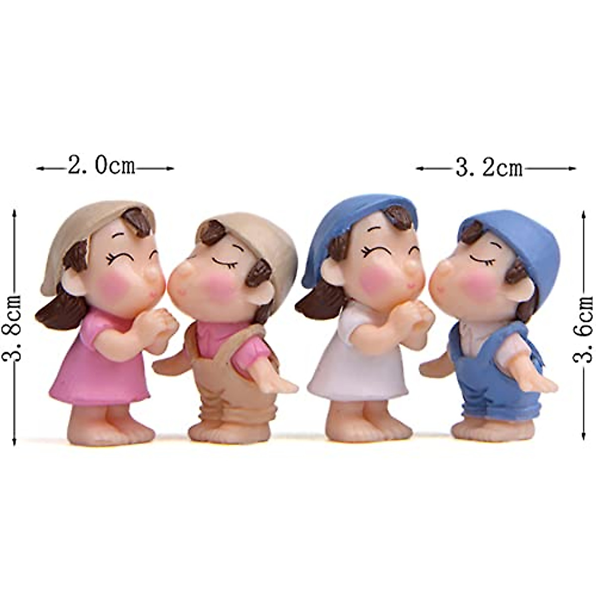 DOYIFUN 8 Pcs Miniature Couple Lover Figurines Chair Boy&Girl Kiss Dolls Cake Topper Micro Landscape Ornaments Fairy Garden Craft Terrarium Gift Dollhouse Miniature（Random 4pairs