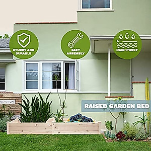 Incbruce 96x25x10 in Wooden Raised Garden Bed Planter, No-Bolt Assembly Elevated Flower Bed Boxes Kit for Vegetable Flower Herb Gardening, Natural