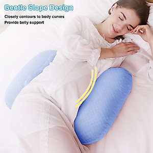 Pregnancy Pillows for Sleeping, Soft Maternity Body Pillow for Side Sleeper, Support for Back, Legs, Belly, Adjustable Travel Pregnant Women Pillow (Blue)