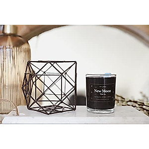 My Lumina New Moon Aromatherapy Candle w/Moonstone Crystal Inside -Natural Stone Healing Energy, Stress Relief, Relaxing & Balance- Soy Wax Scented Candle Home - Gift for New Beginnings - Night Black
