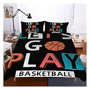 Basketball Bedding Set Twin Size,3D Sports Basketball Duvet Cover Set 2 Piece (1 Duvet Cover 1 Pillowcases) Basketball Bedspread for Kids