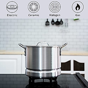 ARC 12 Quart Aluminum Tamale Steamer Pot, Crab Pot Stock Pot with Steamer tube for Seafood Crawfish Crab Vegetable with Rivet Handle, Silver