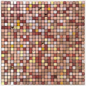 HomeyMosaic 10-Sheet Peel and Stick Backsplash Tile Stick on Kitchen Bathroom Fireplace Plaid Glass in Gradient Copper