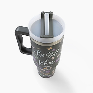 Love in Faith | Stainless Steel 40oz Tumbler with Handle | Vacuum Insulated | Faith-Based Christian Gifts | Be Still