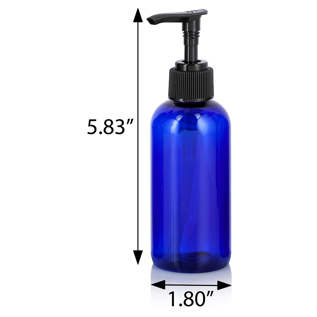 4 oz / 120 ml Cobalt Blue Boston Round PET Plastic Bottles with Black Lotion Pump (12 Pack)