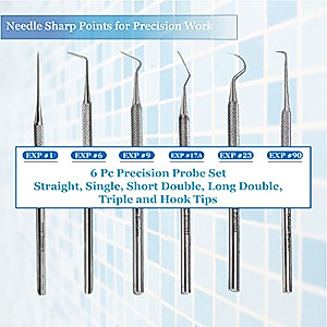 Set of 6 Stainless Steel Precision Micro Probe Set Combo, 5.5 inch Overall Length