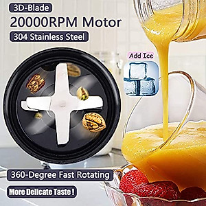 1200W Personal Bullet Blender for Shakes and Smoothies - 12-Piece Nutritional Blender for Kitchen with Blending and Grinding Blades, Recipe Book and Tritan 32+15 oz Travel Bottles for Fruits, BPA Free, Black