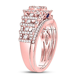 14kt Rose Gold Womens Round Diamond Vintage-inspired Bridal Wedding Engagement Ring Band Set 1.00 Cttw