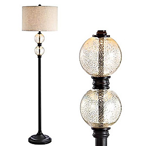 JONATHAN Y JYL1016A January 60" Glass/Metal LED Floor Lamp, Traditional, Elegant, Office, Living Room, Family Room, Dining Room, Bedroom, Hallway, Foyer, Mercury Glass/Oil Rubbed Bronze