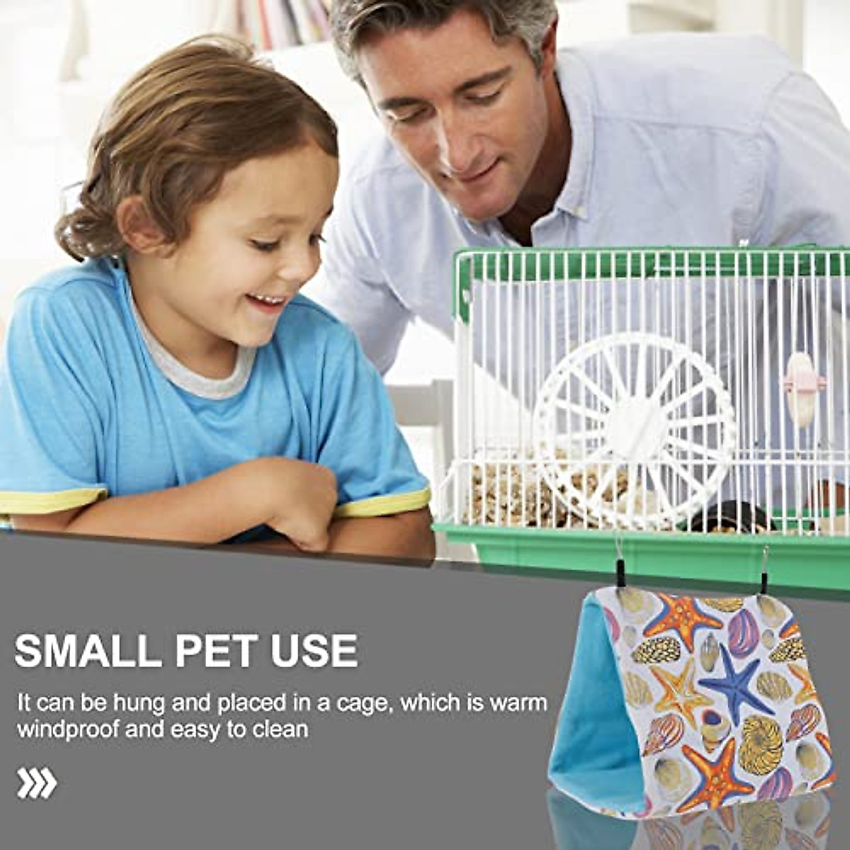 Winter Warm Hamster Bird Hammock Nest House Shed Hut Practical Pet Hanging Nest Warm Cage Plush Fluffy Birds Hut Hideaway Hamster Hanging Bed (Shell M)