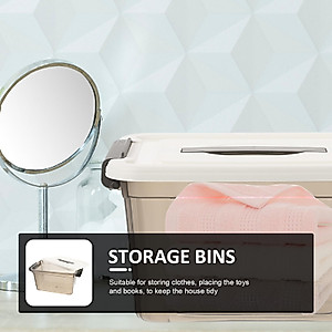 PRETYZOOM Storage Bins with Lids Tote Organizer Makeup Container Sundries Storage Bin Plastic Bins for Storage Clear Storage Case Stackable Tote Container Boxes PP Office Books Plastic Box
