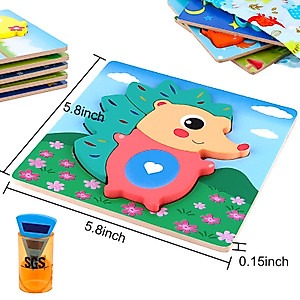 GINMIC Wooden Puzzles for Toddlers, Boys & Girls Educational Preschool Toys Gift with 6 Animals Patterns, Puzzles for 3 Year olds.
