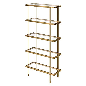 Henn&Hart 68" Tall Rectangular Bookcase in Brass, for Home Office, Living Room
