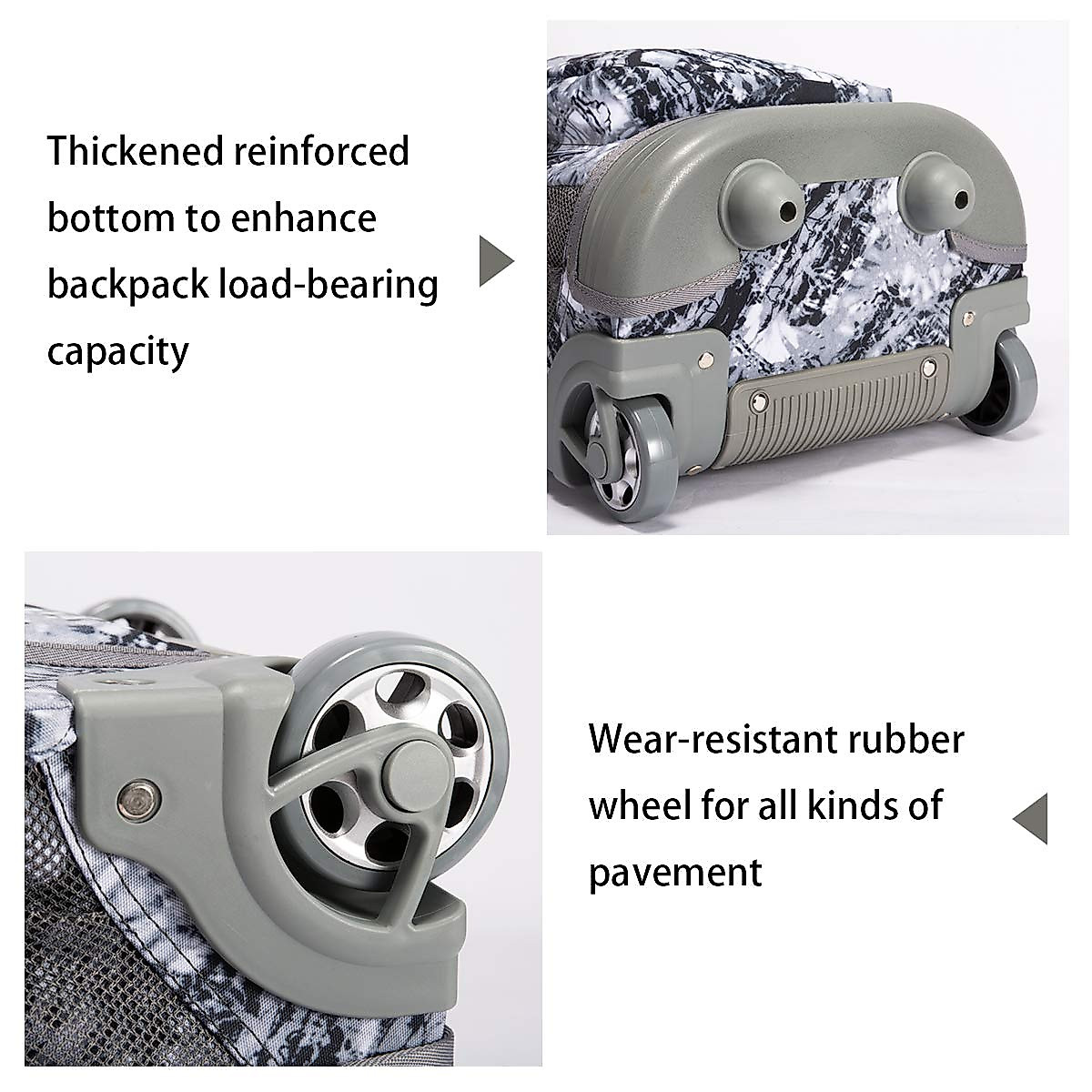 WEISHENGDA 18 inches Wheeled Rolling Backpack for Boys and Girls School Student Books Laptop Travel Trolley Bag, Gray