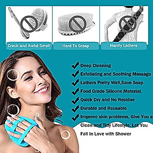 RamPula Silicone Body Scrubber, Silicone Loofah, Bath Back Cleaning Scrubber, Shower Sponge Glove, Exfoliating Body Brush for Wet or Dry Brushing, More Hygienic Than Traditional Loofah (Blue)