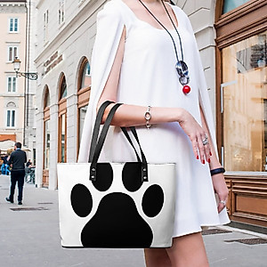 Womens Handbag Dog Paw Print Leather Tote Bag Top Handle Satchel Bags For Lady