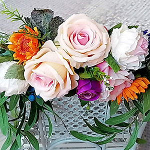 NMFIN Artificial Flower Swag, Handmade Floral Simulation Rose Peony Swag Arch Wreath Centerpiece for Wedding Home Front Door Garden Lintel Decoration