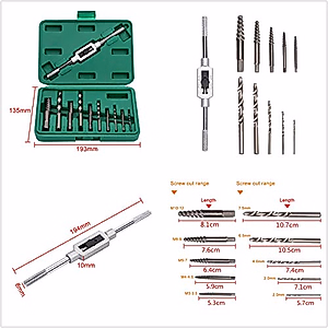 OCGIG 11 PCS Damaged Broken Screw Extractor Drill Bit Bolt Stud Remover Tool Kit Set