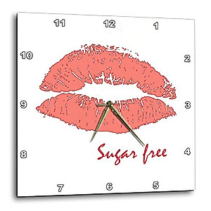 3dRose Coral Color Female Lips on White. A Text Sugar Free. Romantic... - Wall Clocks (DPP_325817_3)