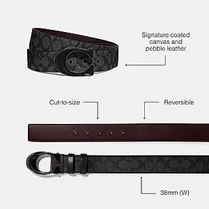 Coach 38 Mm Cts Reversible Resin Inlay C Buckle Signature Belt, Charcoal/Oxblood, One Size