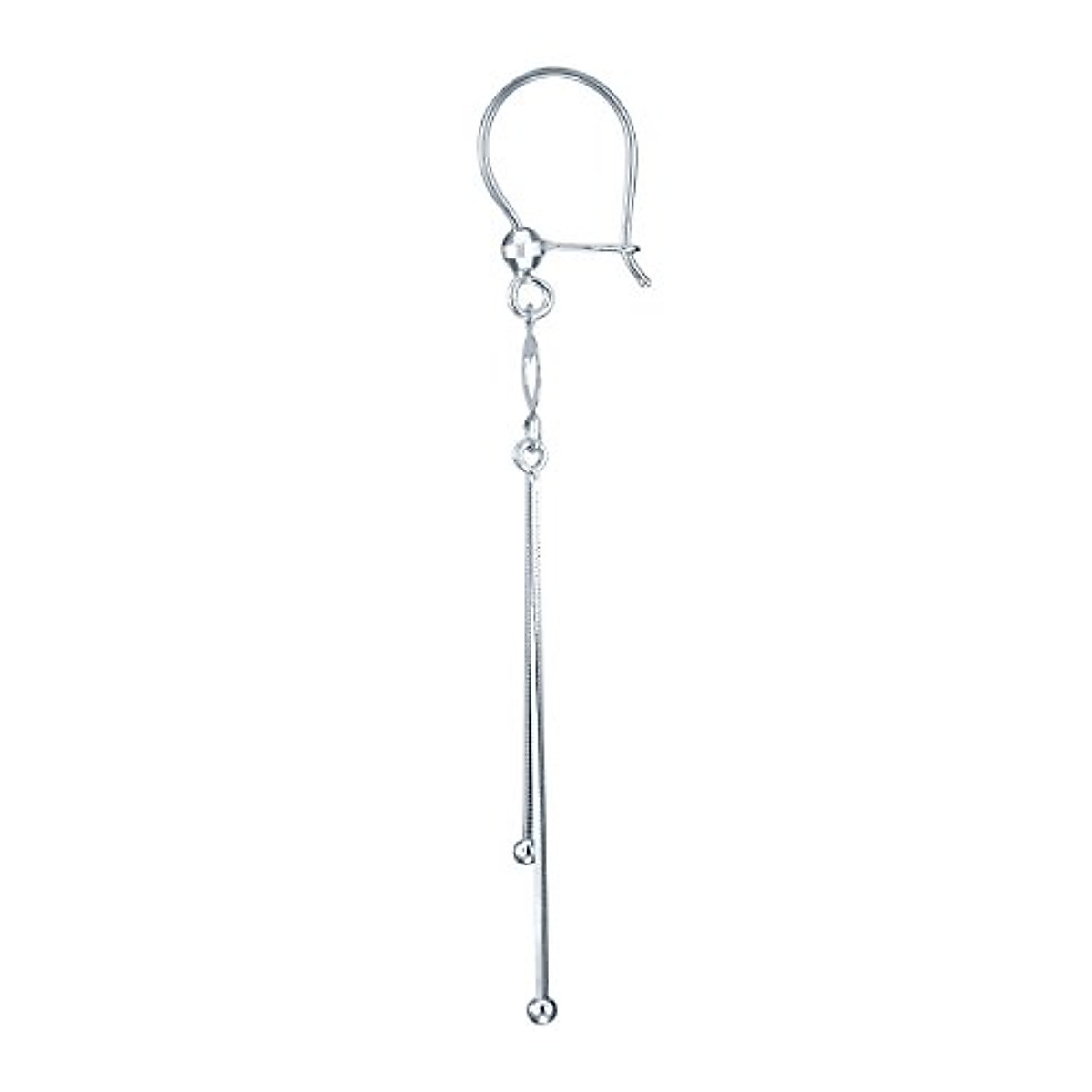 Wellingsale Ladies 14k White Gold Polished Heart Dangle Hanging Drop Earrings (55 x 5 mm)