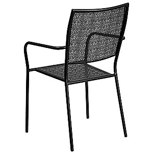 Flash Furniture Oia Commercial Grade 5 Pack Black Indoor-Outdoor Steel Patio Arm Chair with Square Back