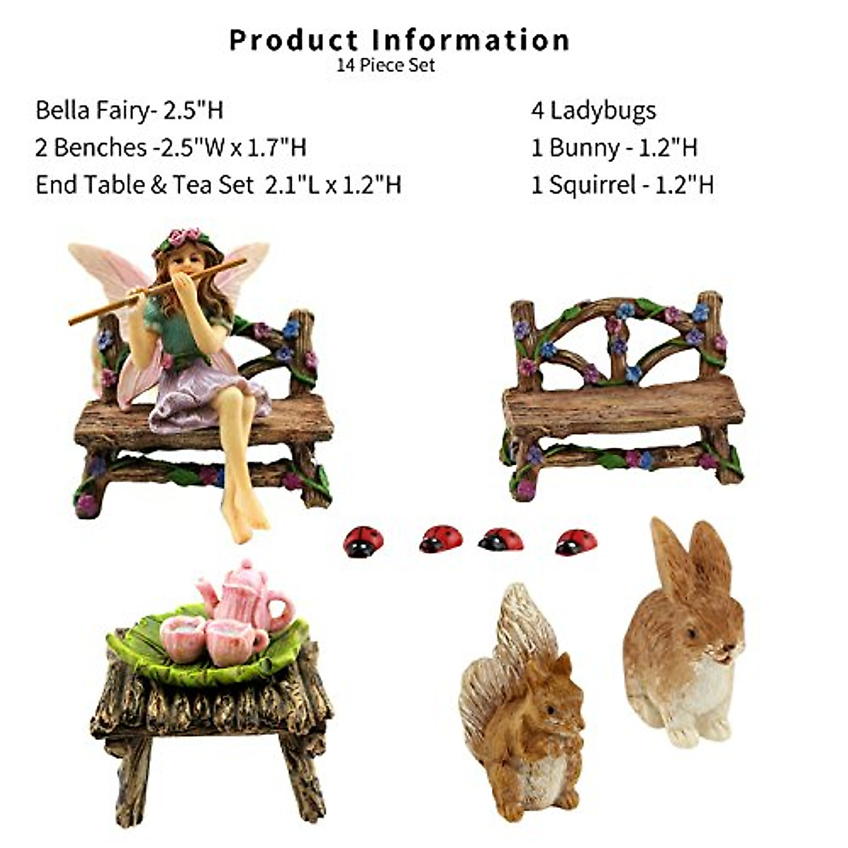 PRETMANNS Fairy Garden Fairies Figurines - Fairy for Fairy Gardens - Fairy Garden Accessories - Miniature Garden Fairy Bella & Outdoor Fairy Garden Supplies - Fairy Garden Starter Kit - 14 Pieces