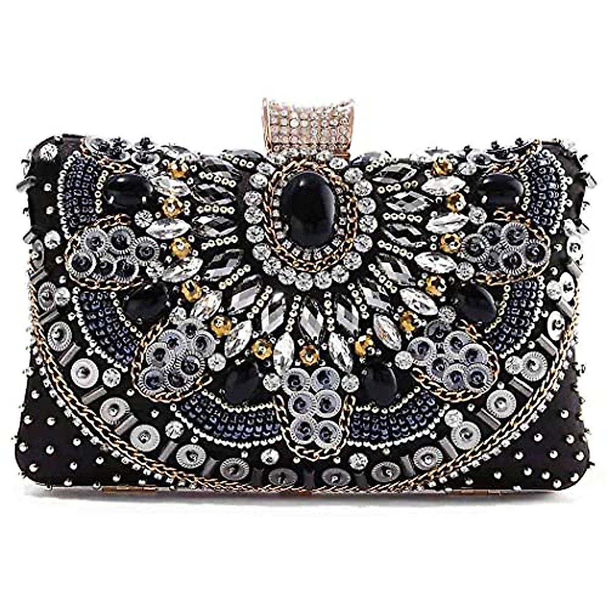 Yokawe Womens Rhinestone Evening Clutch Bags Beaded Sequin Purse Crystal Wedding Party Prom Handbag