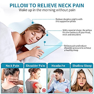 Memory Foam Pillows, Neck Pillow Queen Size Bed Pillow for Sleeping, Ergonomic Cervical Pillow Neck Support Pillow for Side Back Stomach Sleeper, Orthopedic Contour Pillow for Neck and Shoulder Pain