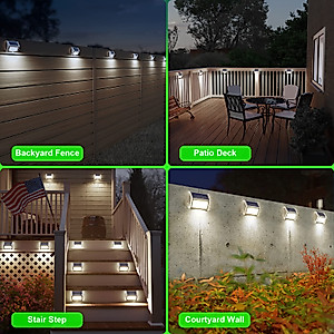 JSOT Solar Outdoor Lights, 12 Pack Solar Fence Lights, Deck Lights, Solar Powered Waterproof Outside Lighting for Garden Backyard Patio Yard Stair Step Wall Railing Post, Cool Light