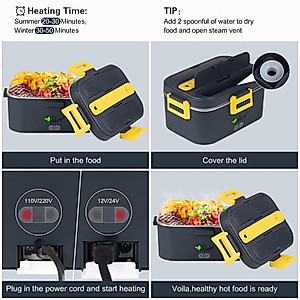 Vovoir 1.8L Large Electric Lunch Box,75W 110V/12V/24V 3 in 1 Portable Food Warmer Lunch Heater for Car Truck Home Work,Heated Lunch Boxes for Adults-Leak Proof