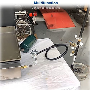 ATKKE 4FT Propane Extension Hose for 1Lb Tank Cylinder with Shutoff Valve, Connects Small Appliance to Propane Tree, T and Y Connector, Propane Torch, Portable Grill, Camping Stove and More