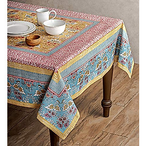 Maison d' Hermine Table Cloth 100% Cotton 60"x90" Decorative Tablecover Washable Rectangle Easter Tablecloths for Dining, Buffet Parties & Wedding Use, Marquise - Spring/Summer