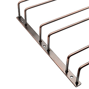 zoohot Wine Glass Rack - Under Cabinet Stemware Wine Glass Holder Glasses Storage Hanger Metal Organizer for Bar Kitchen Red Copper (3 Rows, 1 Pack)