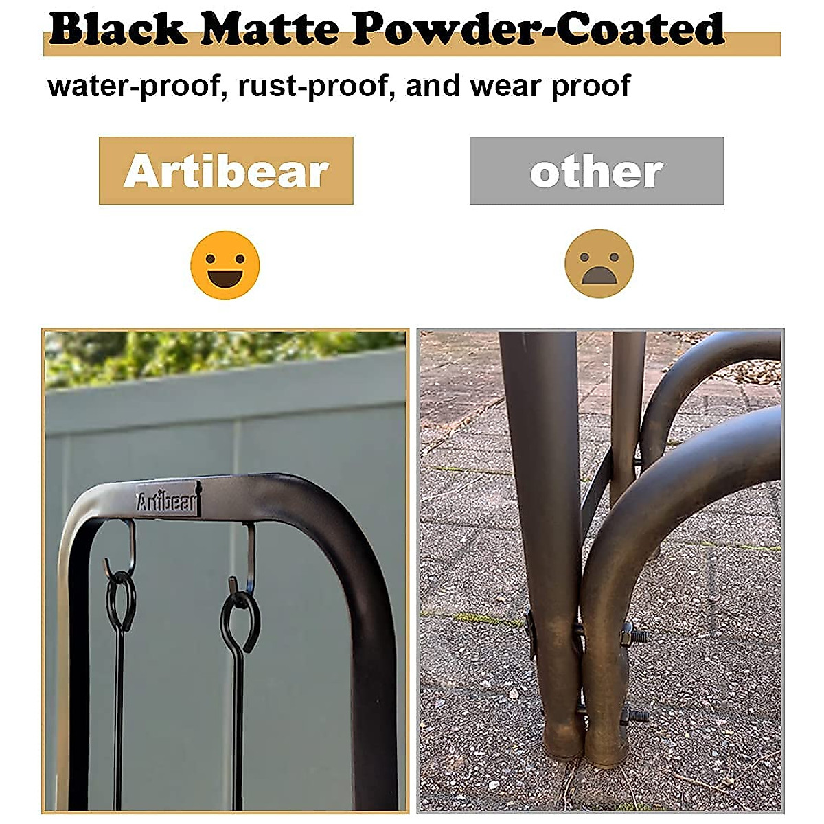 Artibear Small Firewood Rack Holder for Indoor Fireplace, 2-Tier Fire Wood Log Storage Stacker Stand for Outdoor Patio, Black