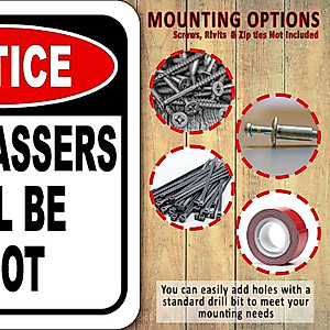 No Trespassing Sign 8.5" x 10", Private Property Signs, Aluminum Wall-Mount Warning Sign, Security Signs for Home or Business, Aluminum Indoor or Outdoor Signs, No Trespassing Signs Private Property