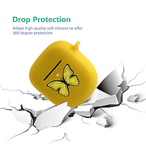 Case for Bose QuietComfort Earbuds II 2022, Cute Cartoon Butterfly Charm Soft Silicone Skin Women Girls Men Protective with Fun Cool Keychain for bose earbuds ii Case (Yellow)