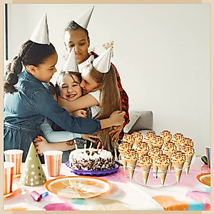 2 Pieces Ice Cream Cone Holder with 100 Pieces Disposable Wood Cones, 16 Holes Food Stand Acrylic Cone Display Stand Hand Roll Sushi Stand Rack for Weddings Baby Showers Birthday Parties Favors