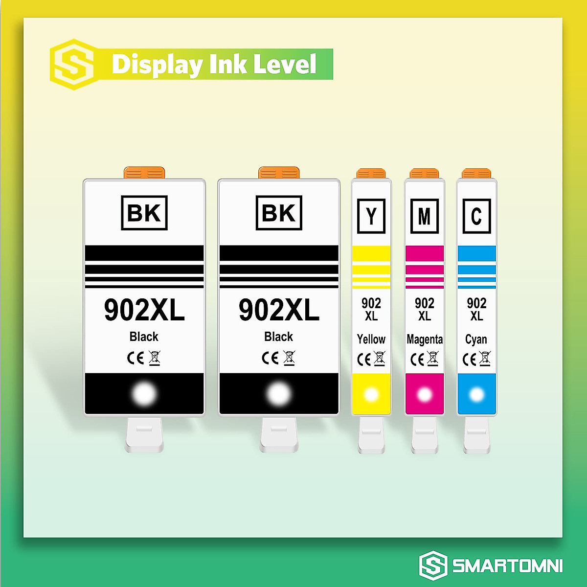 S SMARTOMNI 【Latest Firmware Version】 Compatible 902 XL Ink Cartridge Replacement for HP 902 902XL Ink Cartridge for use in HP OfficeJet 6950 6951 6954 6956 6958 Pro 6978 6968 6954 6960 6962 6975
