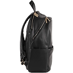 Little Unicorn Skyline Backpack – Diaper, Work, Travel Bag with Changing Pad - Premium Vegan Leather – Lightweight & Durable Design – 5 Interior Pockets – Easily Wipes Clean (Black)