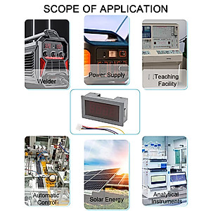 Fielect Digital DC Voltmeter Panel DC 0-600V LED Digital Volt Voltmeter Panel DC Voltmeter, 4 1/2 Digit