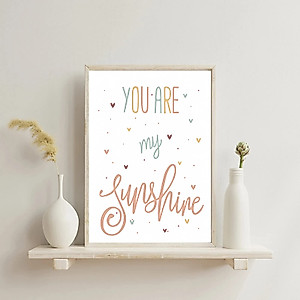 LLOSEUP Boho Nursery Wall Art Prints Rainbow Weather Wall Decor Set of 6 Unframed Heart Rain You Are My Sunshine Inspirational Wall Decoration for Boy Girl Child Room Playroom Bedroom 8x10 Inch